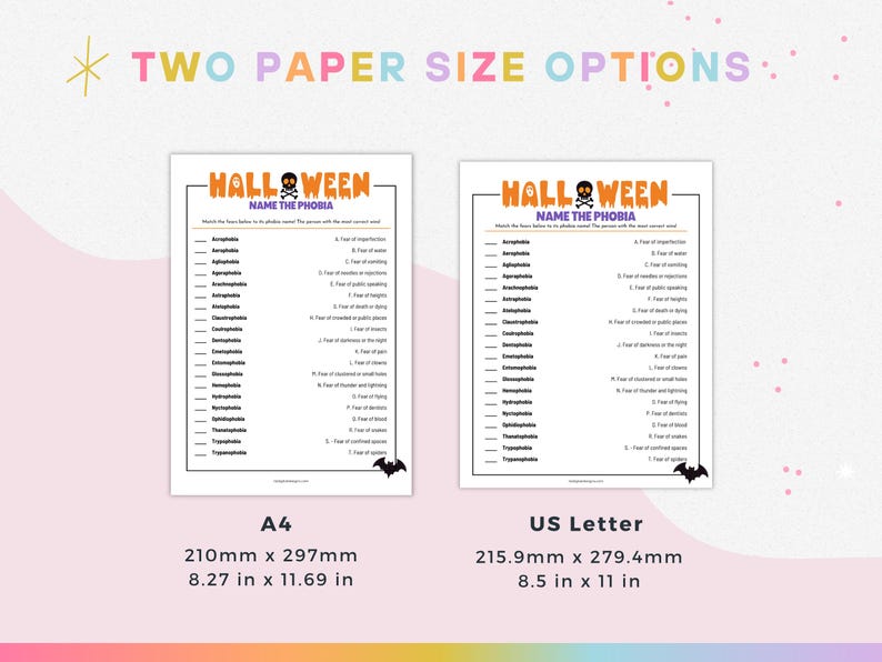 Halloween Name the Phobia Trivia Matching Game, Printable Halloween ...