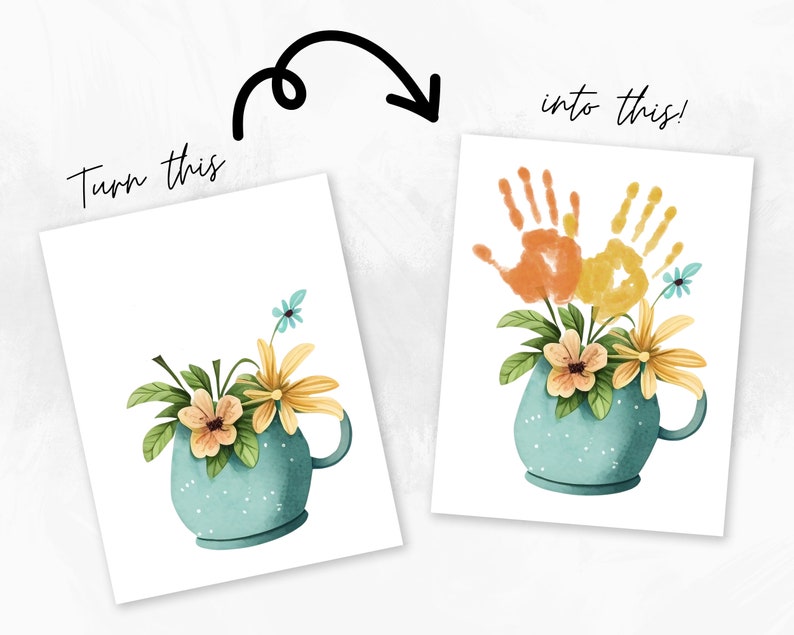 Spring Floral Handprint Art Craft, Mother's Day Birthday Activity, DIY ...