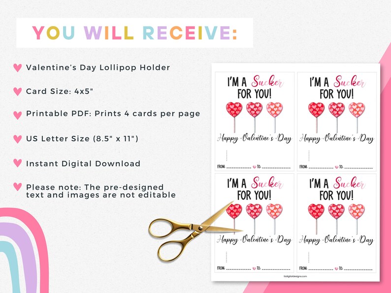 Printable Valentine's Day Lollipop Holder, Cute Candy Holder for Kids ...