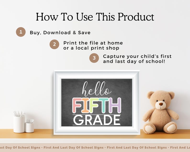 First Day of 5th Grade Chalkboard Signs, Last Day of School Sign ...