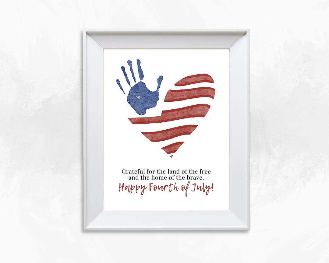 4th of July Handprint Art Craft, Independence Day DIY Craft, Keepsake ...