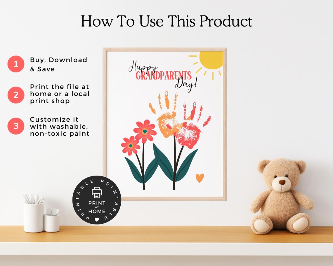 Grandparents Day Handprint Art, Custom Keepsake Gift From Grandkids ...