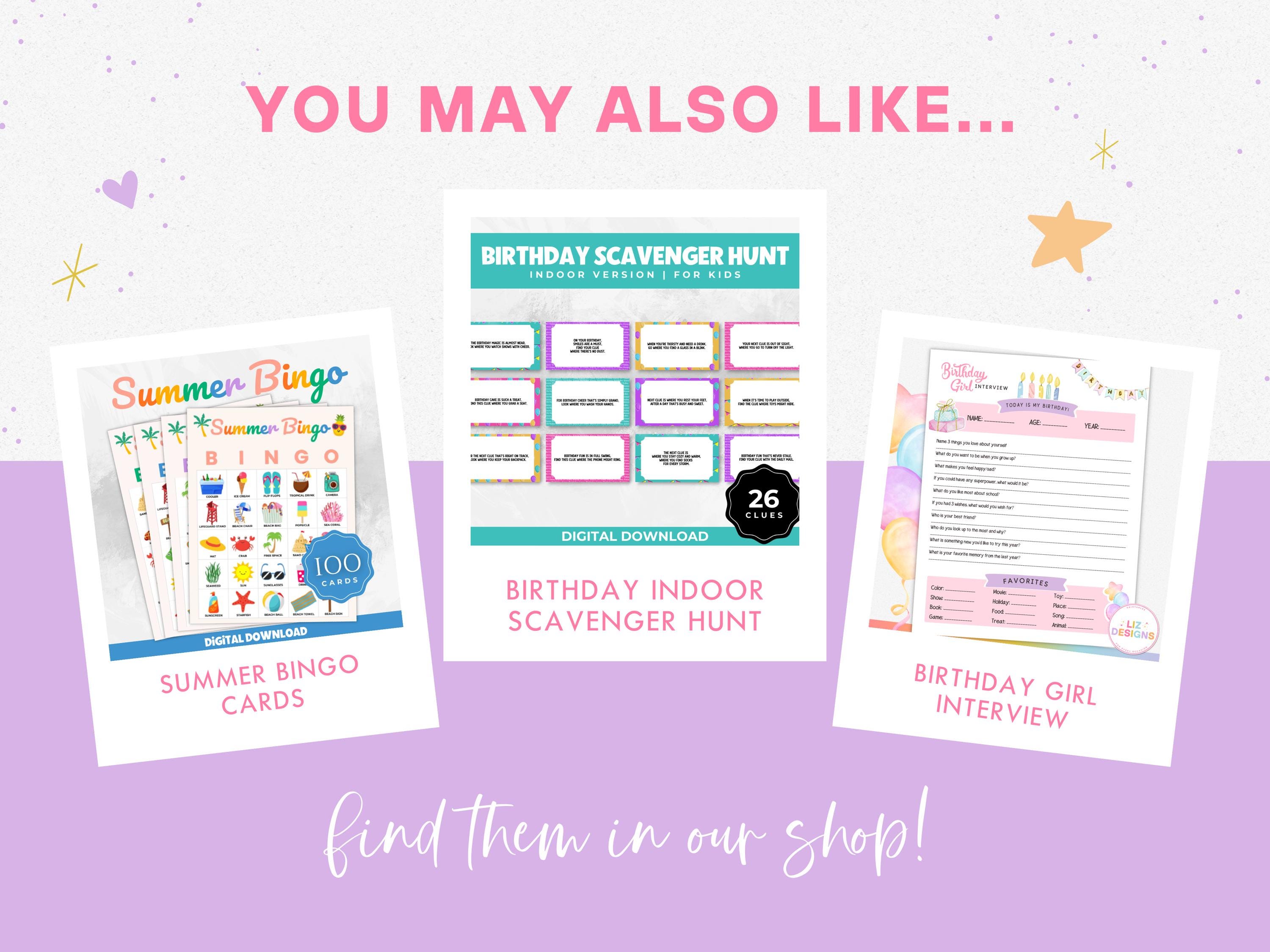 Slumber Party Scavenger Hunt, Printable Slumber Party Games, Fun ...