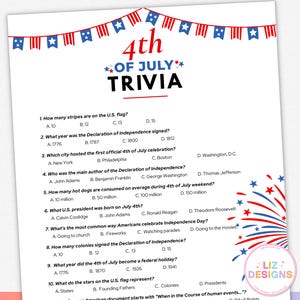 4th of July Trivia Game, Printable Patriotic Quiz, Fun Independence ...