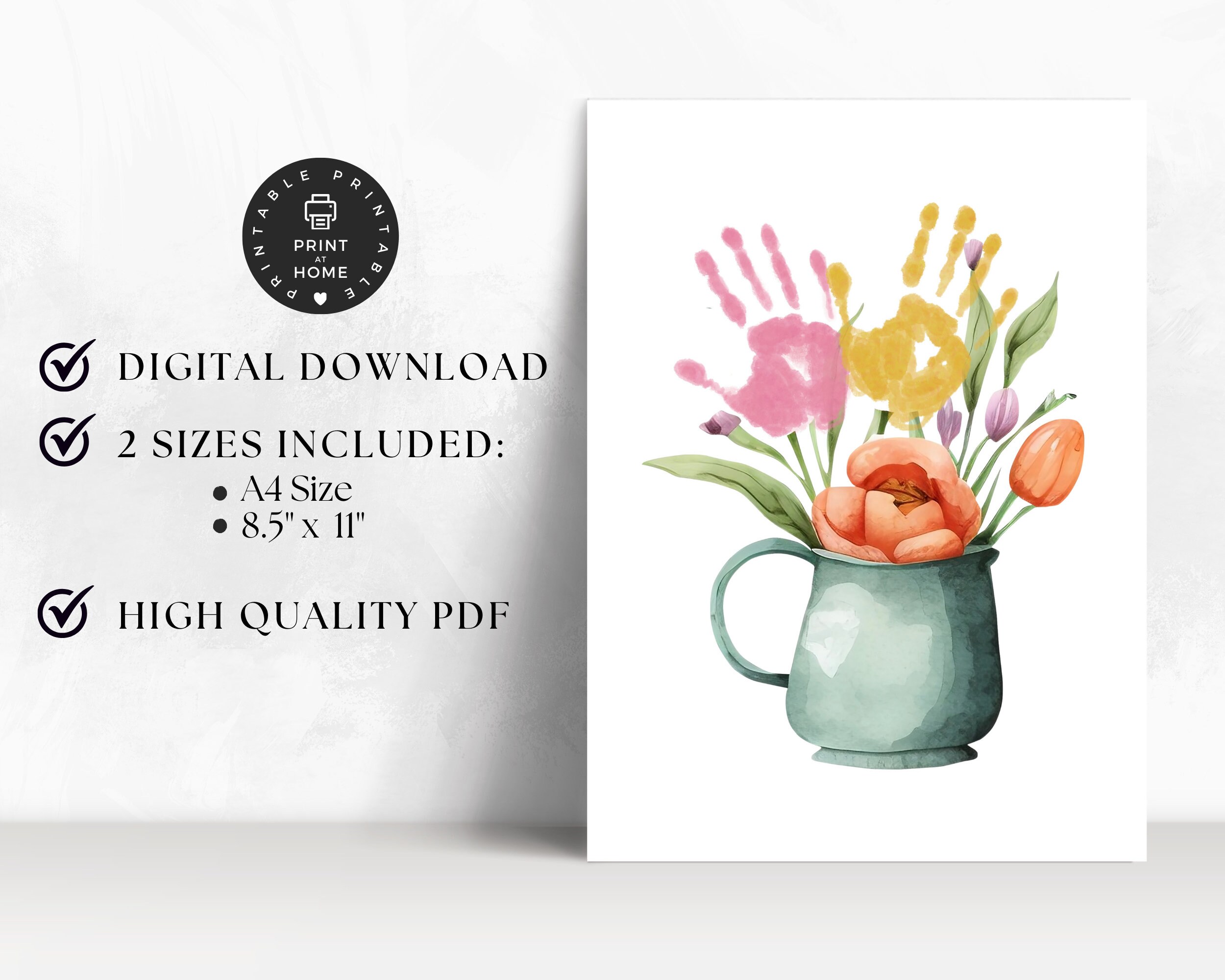 Spring Handprint Printable Keepsake, DIY Mother's Day Flower Craft ...