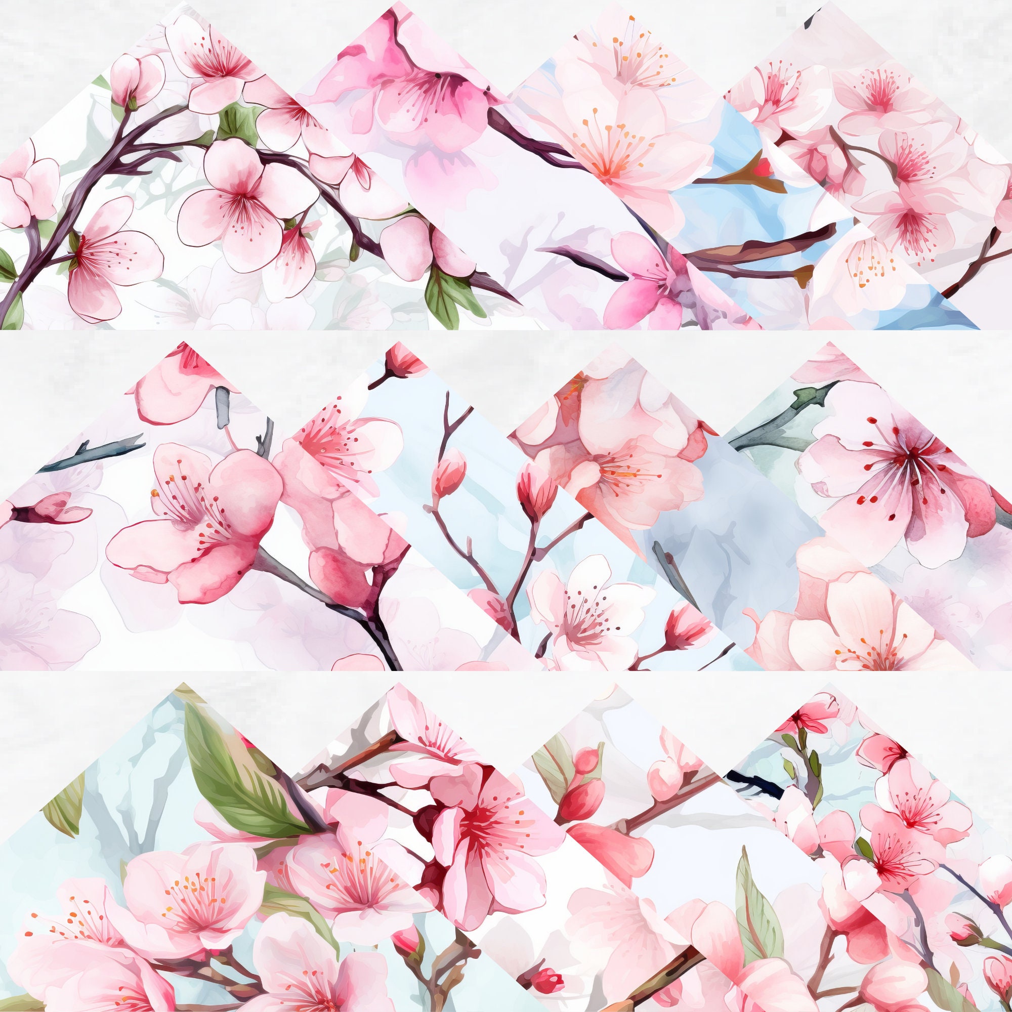 Sakura Digital Paper, Cherry Blossom Digital Papers, Printable ...