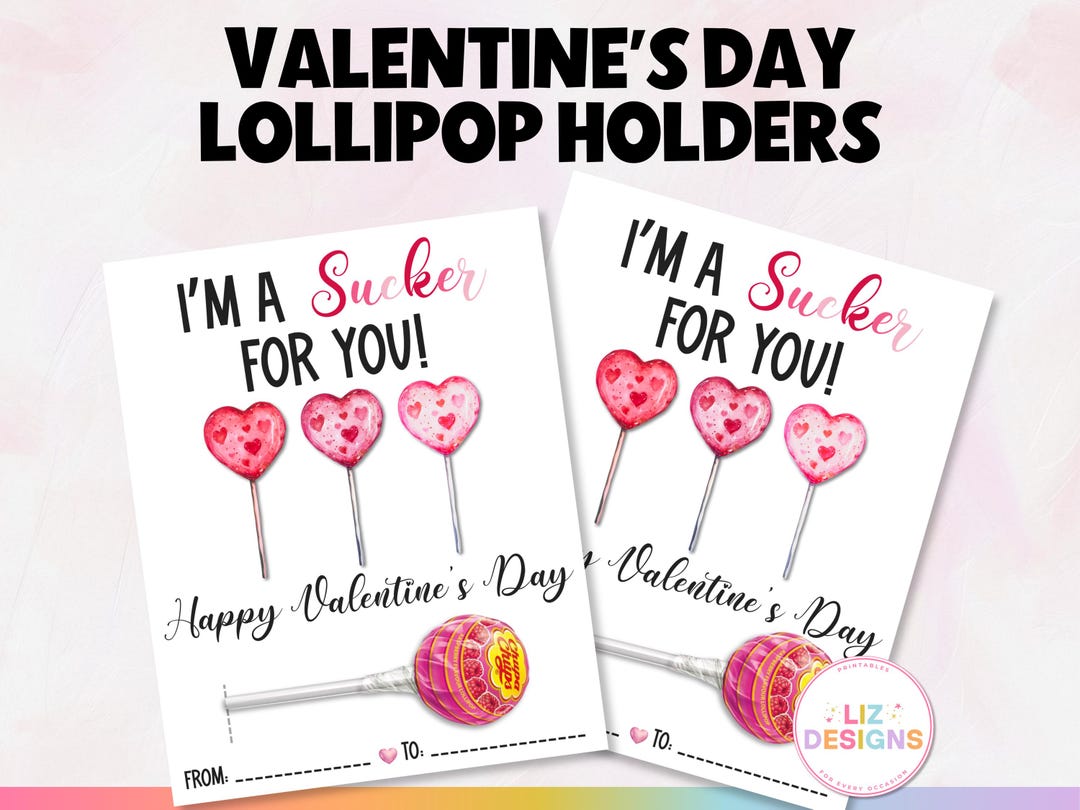 Printable Valentine's Day Lollipop Holder, Cute Candy Holder for Kids ...