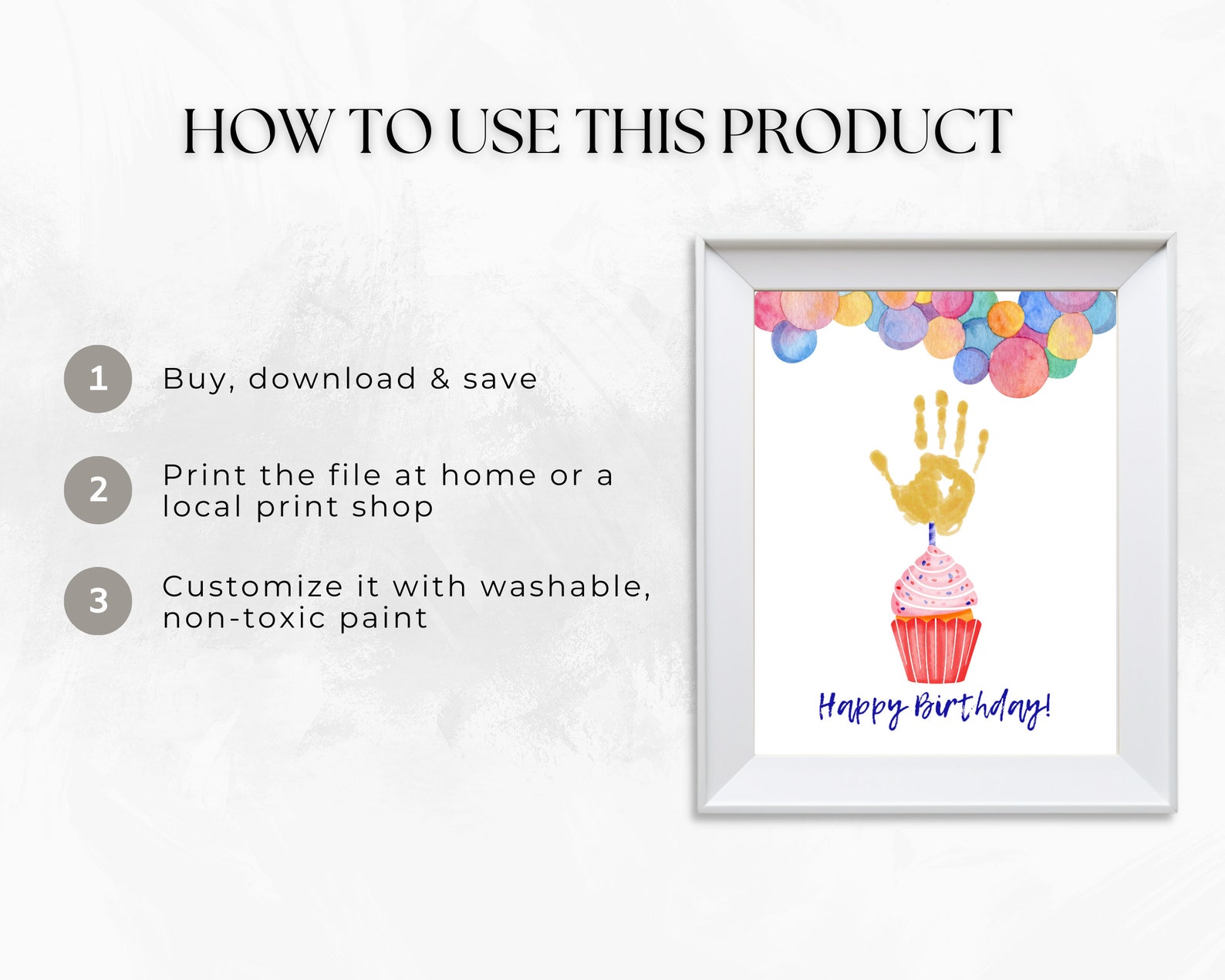 Birthday Gift Handprint Art Instant Download, Handmade Keepsake Gift ...