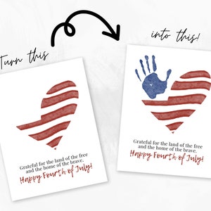 4th of July Handprint Art Craft, Independence Day DIY Craft, Keepsake ...