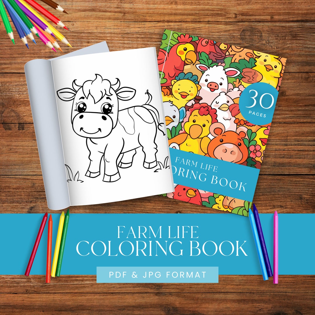 Farm Animals Coloring Book, Printable Animals Coloring Book for Kids ...