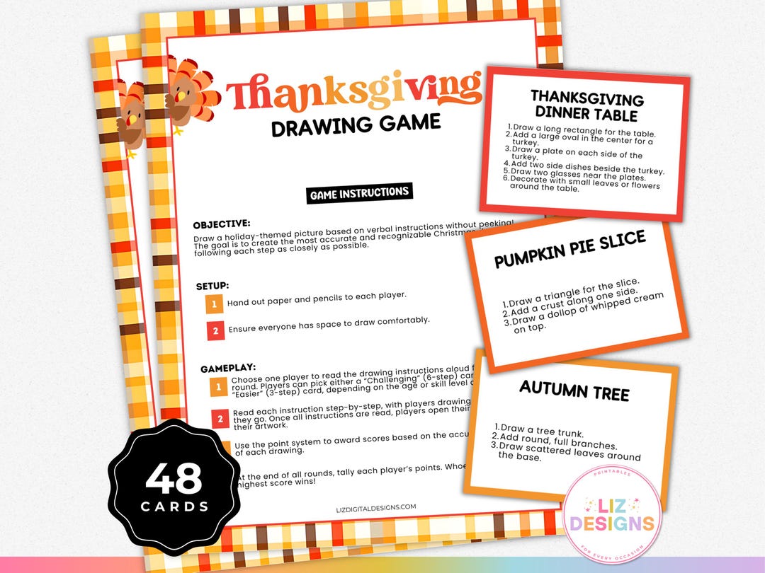 Thanksgiving Drawing Game, Printable Drawing Challenge, Office Party ...