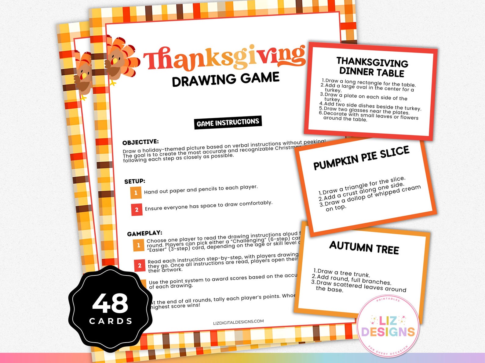 Thanksgiving Drawing Game, Printable Drawing Challenge, Office Party ...