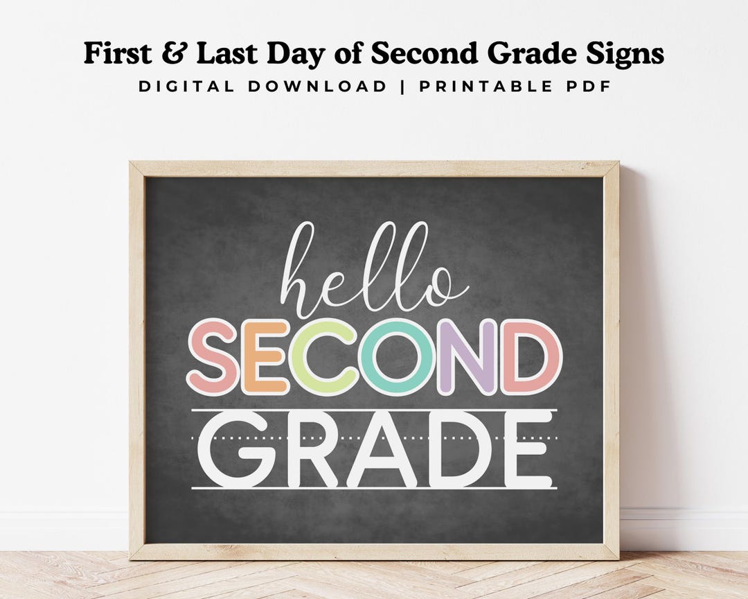 First Day of Second Grade Chalkboard Signs, Last Day of School Sign ...