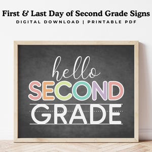 First Day of Second Grade Chalkboard Signs, Last Day of School Sign ...