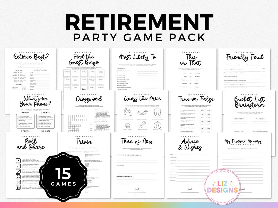Retirement Party Games Bundle, Printable Office Party Games, Retirement ...