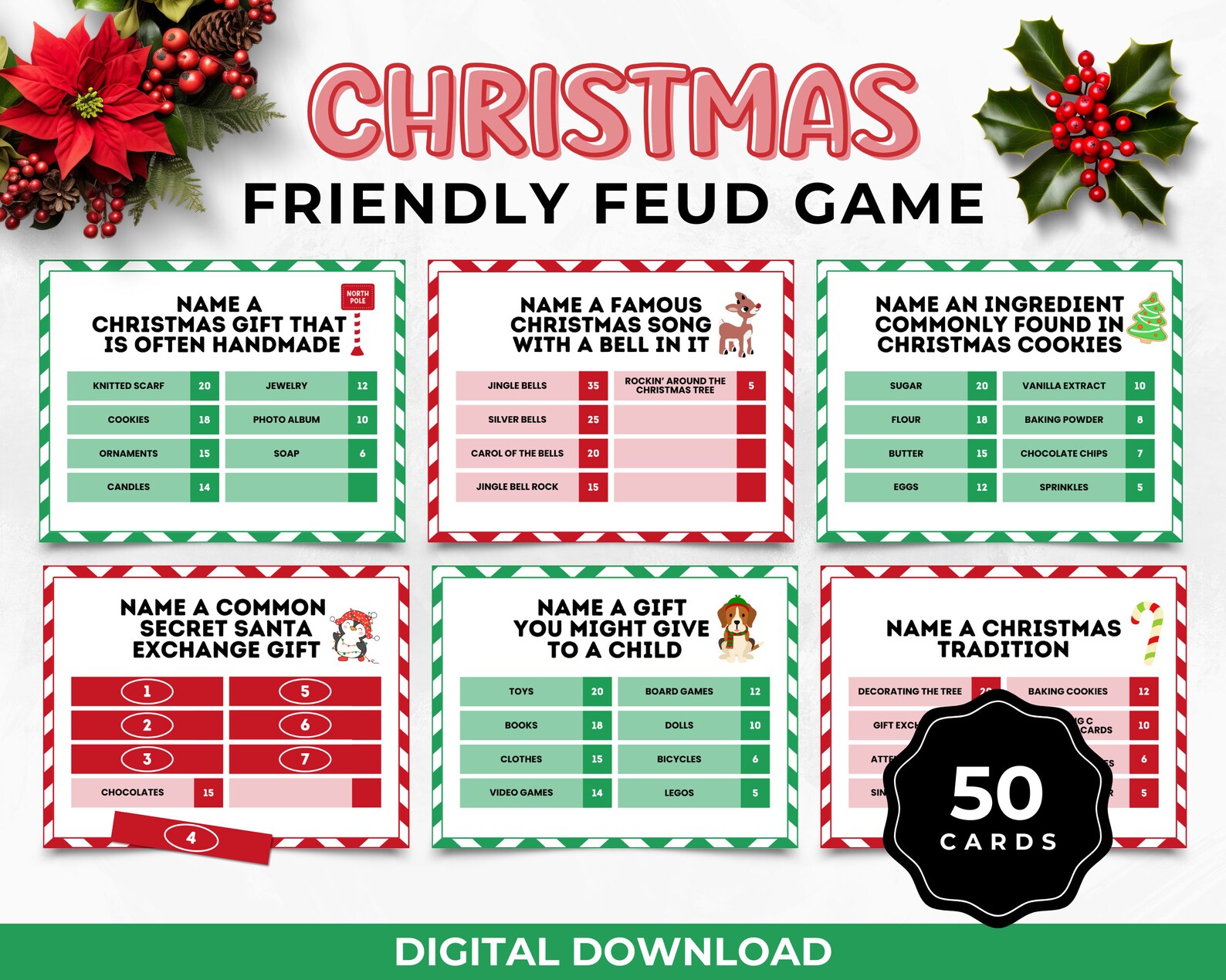 Christmas Friendly Feud Game, Christmas Day Family Game Night, Office ...