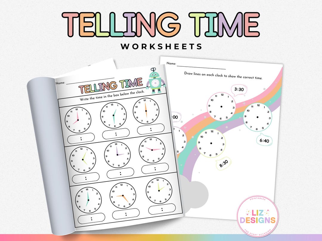 Telling Time Worksheets, Learn to Tell Time, Printable Activity Book ...