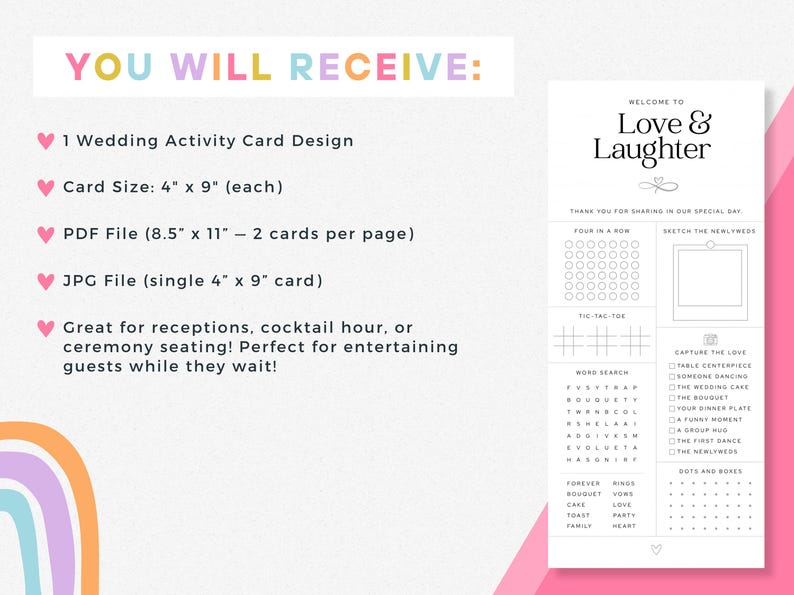 Printable Cocktail Hour Games, Wedding Reception Game, Wedding Activity ...