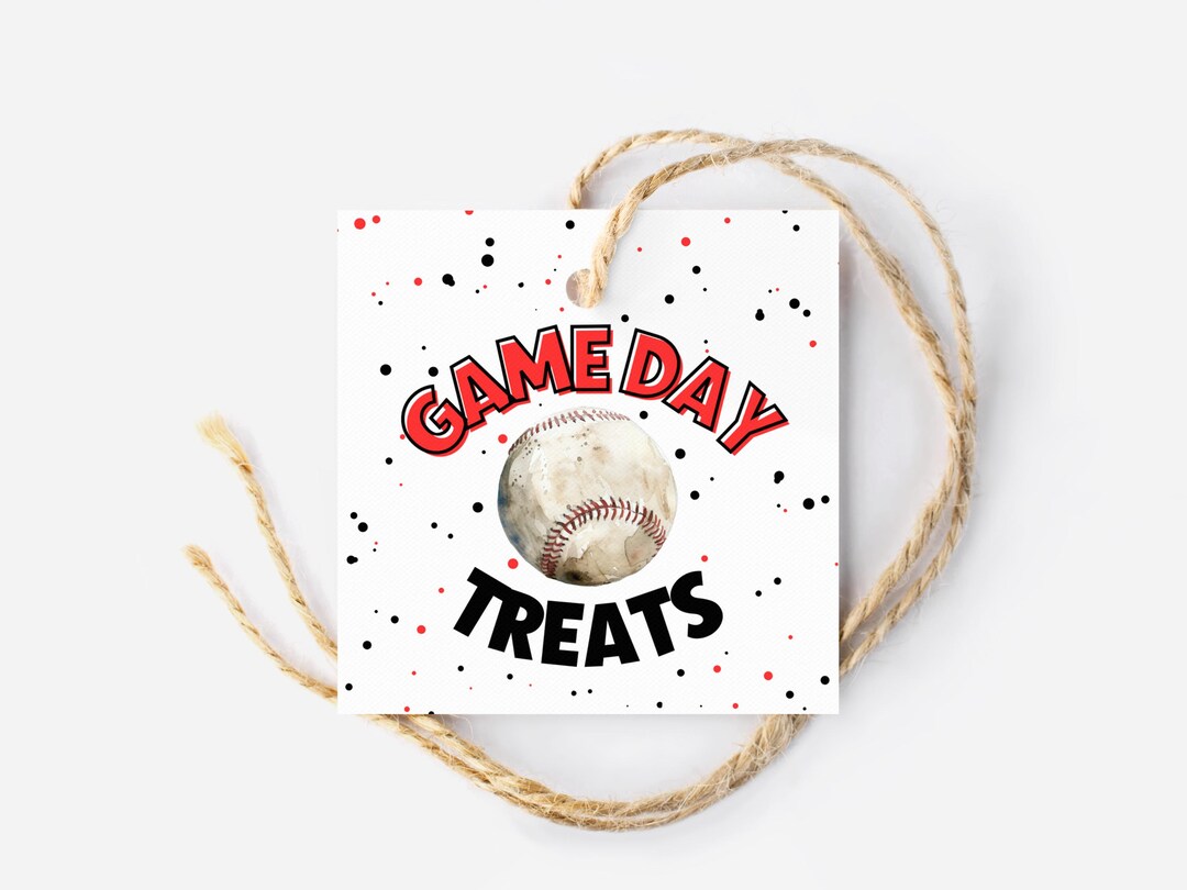 Printable Red Baseball Game Day Snack Tags, Baseball Treat Tags, Team ...