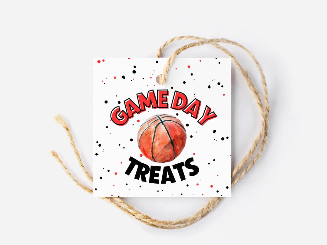 Printable Red Basketball Game Day Treat Tags, Game Day Snack Tags ...