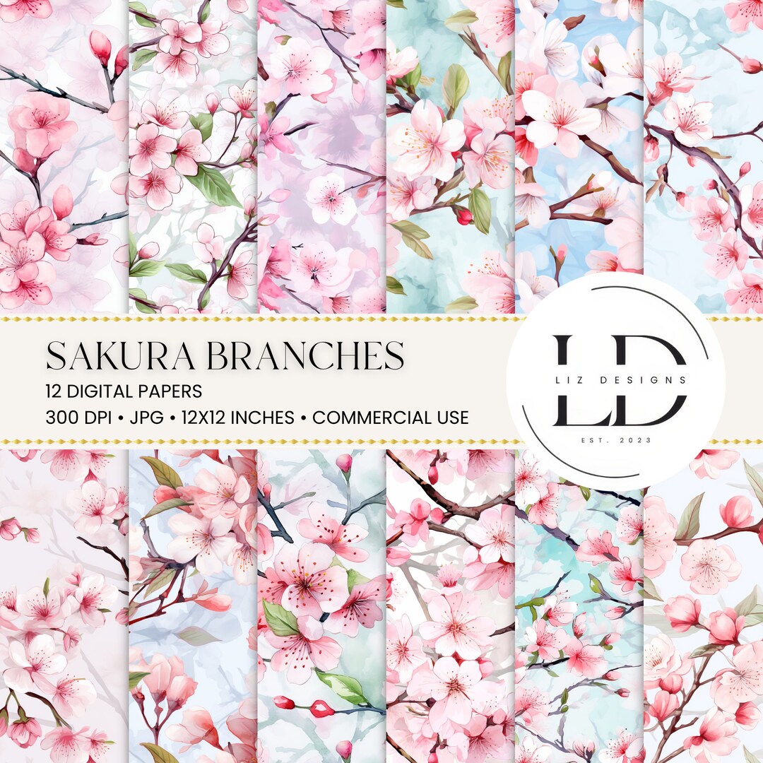 Sakura Digital Paper, Cherry Blossom Digital Papers, Printable ...