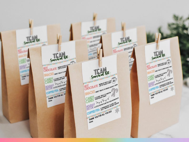 Team Survival Kit Tag, Staff Appreciation Christmas Gift Tags ...