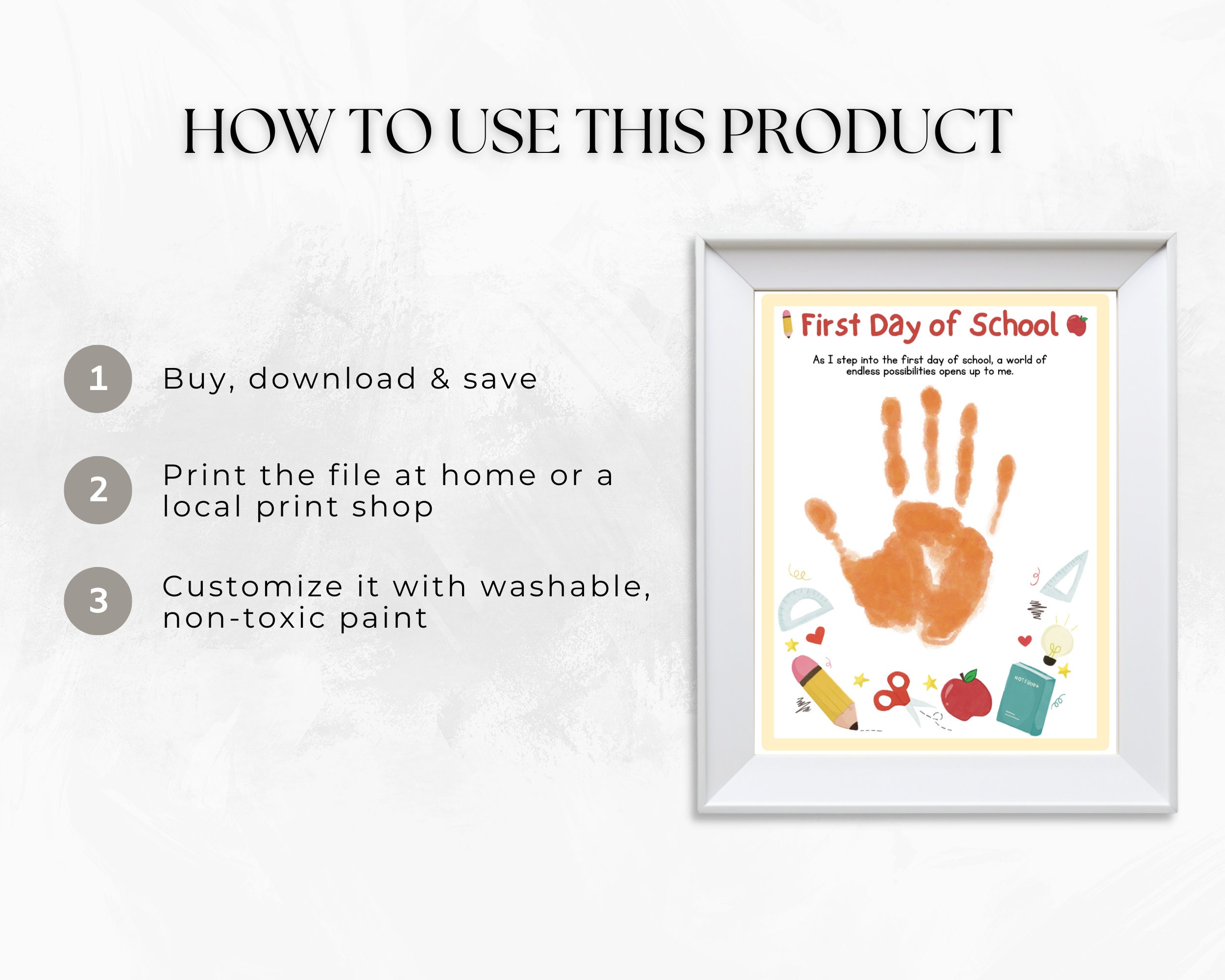 First Day of School Handprint Art, School Memory, Back to School ...