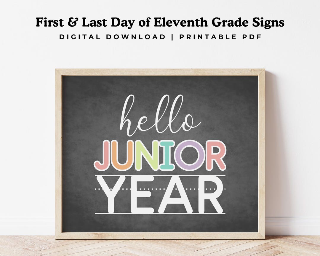 First Day of Junior Year Chalkboard Signs, Last Day of School Sign ...