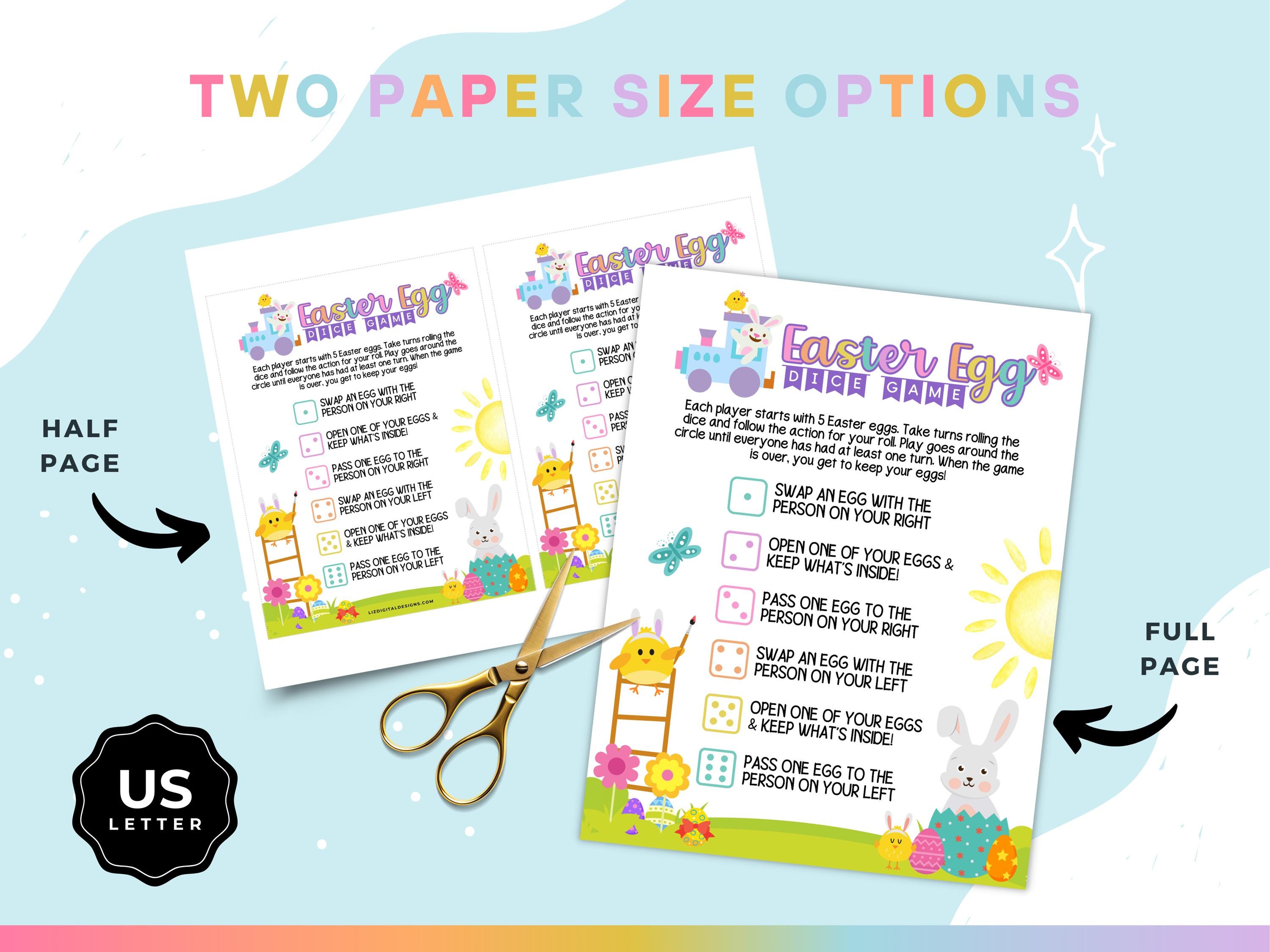 Easter Egg Dice Game Printable, Fun Easter Party Game Activity for Kids ...