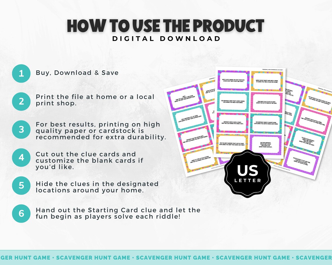 Birthday Indoor Scavenger Hunt Game for Kids and Teens, Fun Printable ...