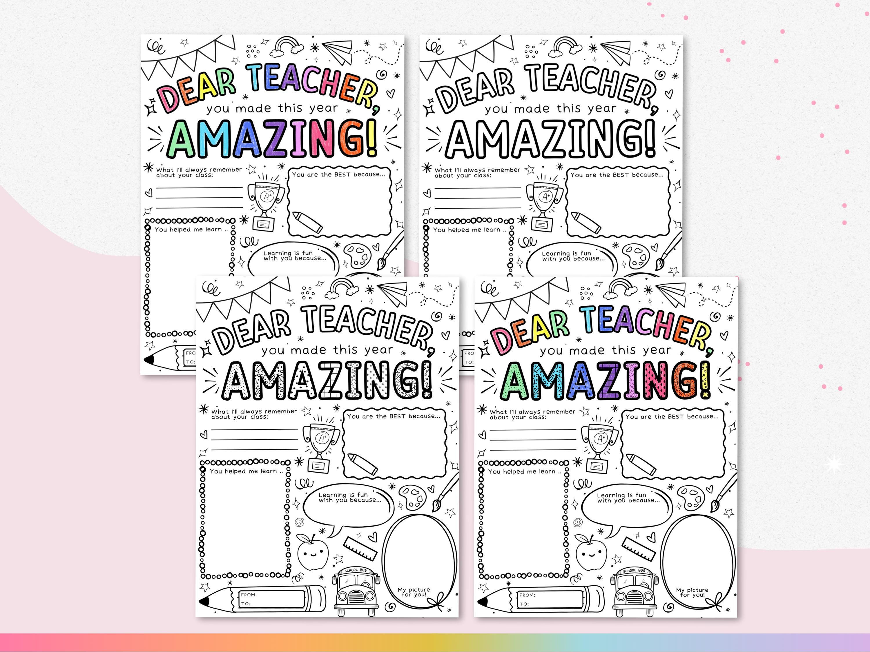 Printable Teacher Appreciation Week Thank You Gift, Kids Coloring Pages ...