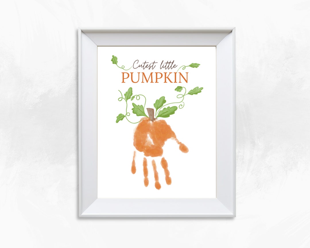 Fall Pumpkin Handprint Art Printable, Autumn Handprint Craft, Memory ...