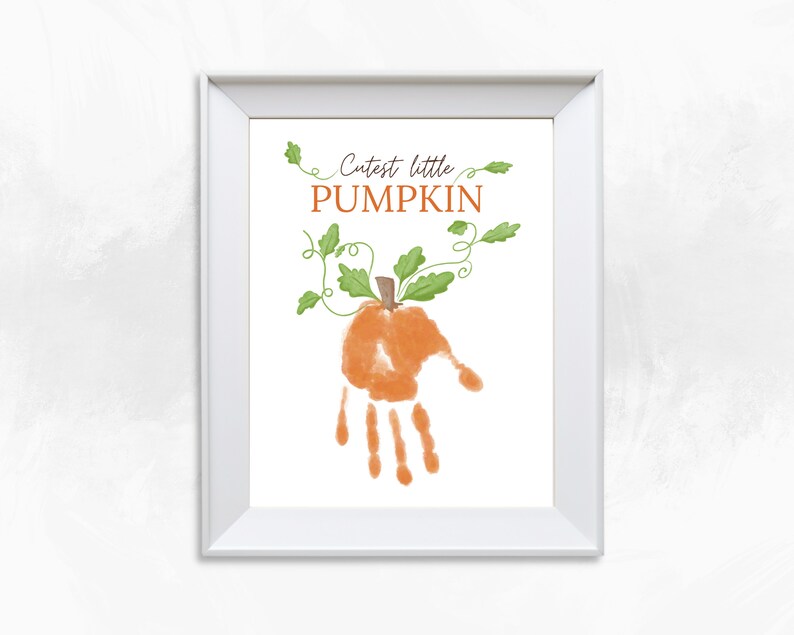 Fall Pumpkin Handprint Art Printable, Autumn Handprint Craft, Memory ...