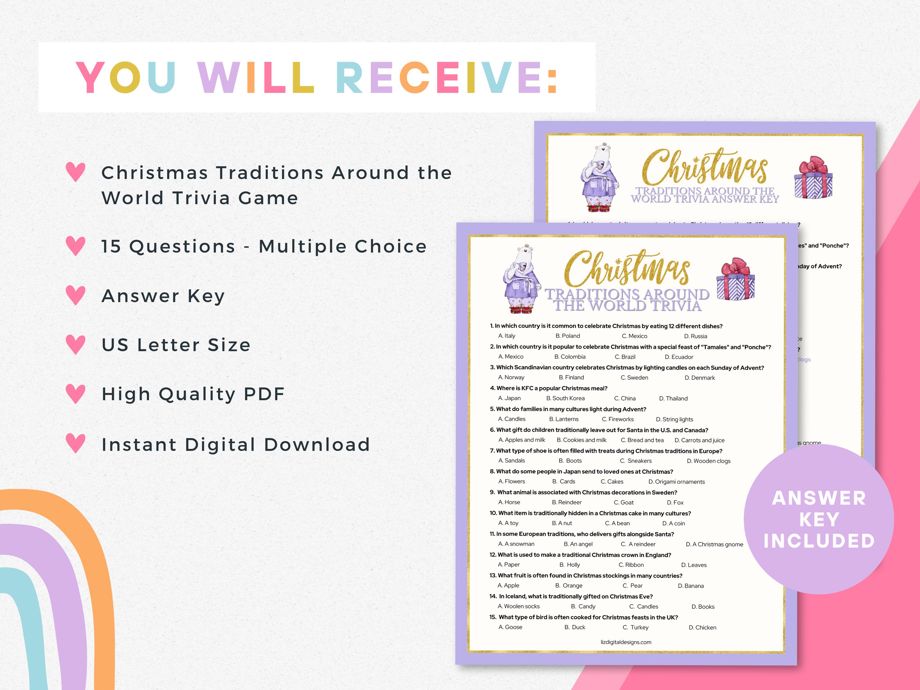 Christmas Traditions Around the World Trivia, Educational Trivia ...