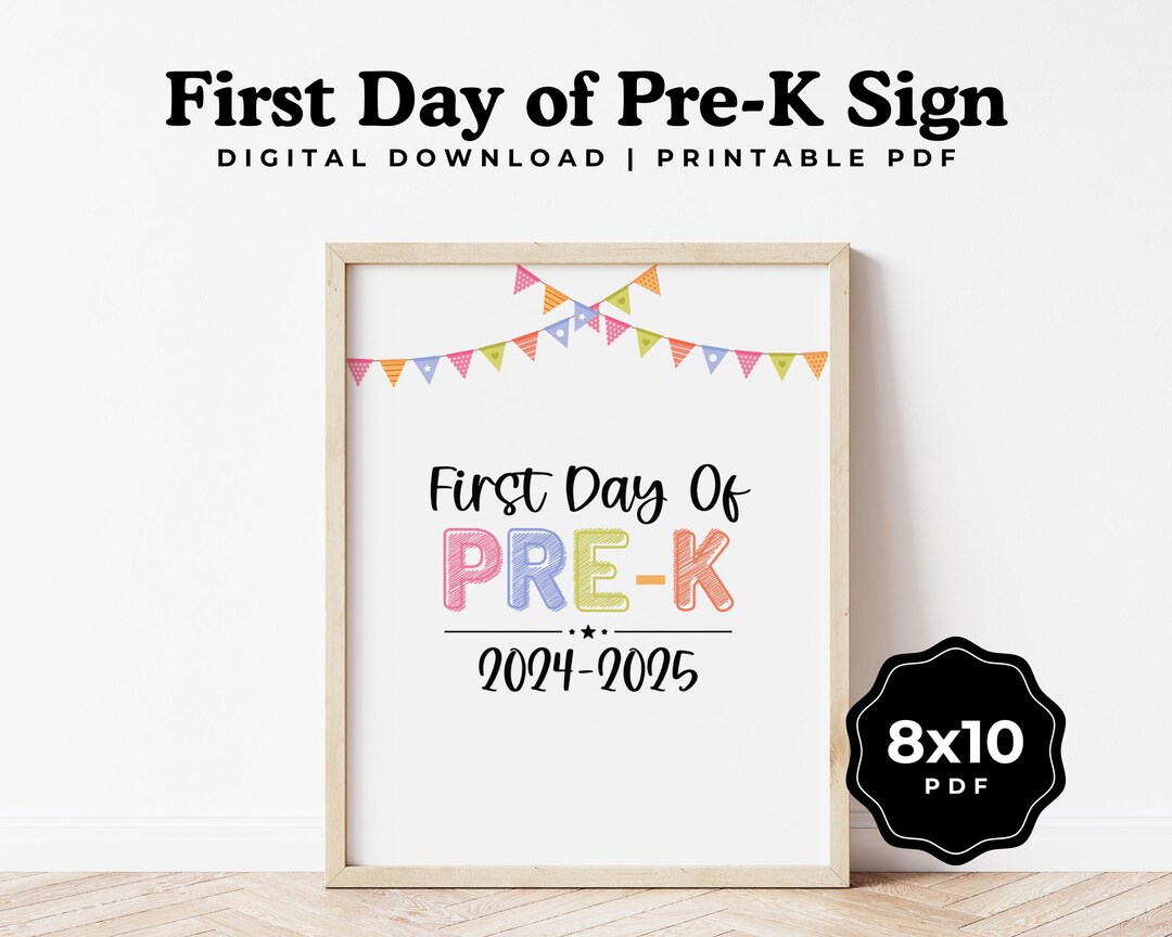 First Day of Pre-k Sign, Printable Back to School Prek Photo Prop ...