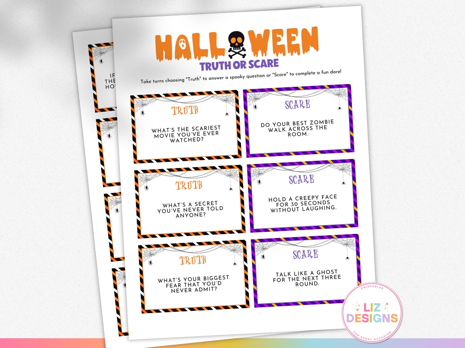 Halloween Truth or Scare Game, Printable Halloween Group Party Games ...