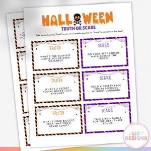 Halloween Truth or Scare Game, Printable Halloween Group Party Games ...
