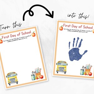 First Day of School Handprint Craft, Back to School Printable ...