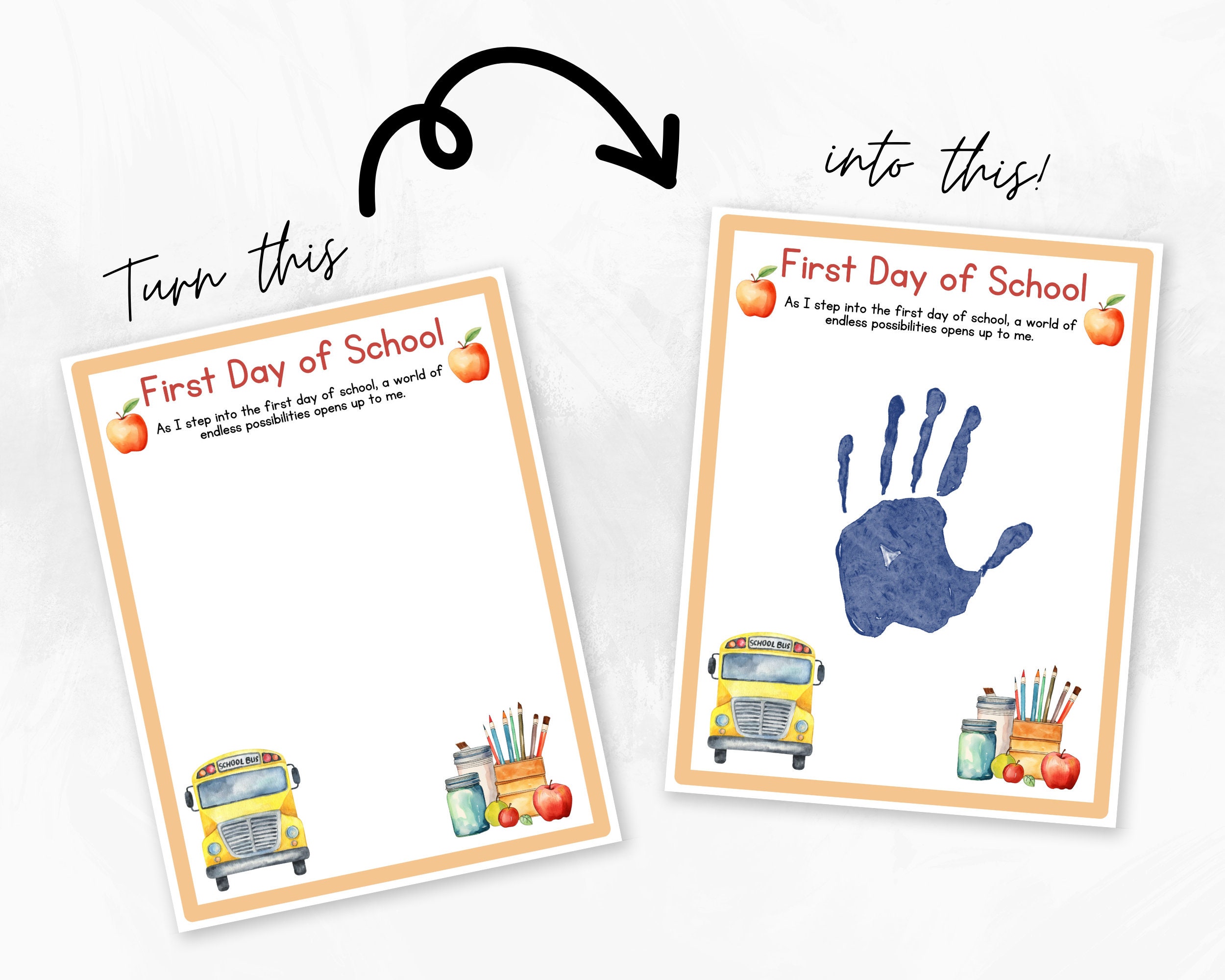 First Day of School Handprint Craft, Back to School Printable ...