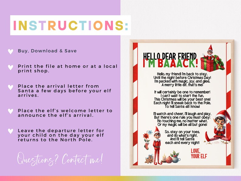 Christmas Santa and Elf Letter Set, Printable Arrival and Goodbye ...