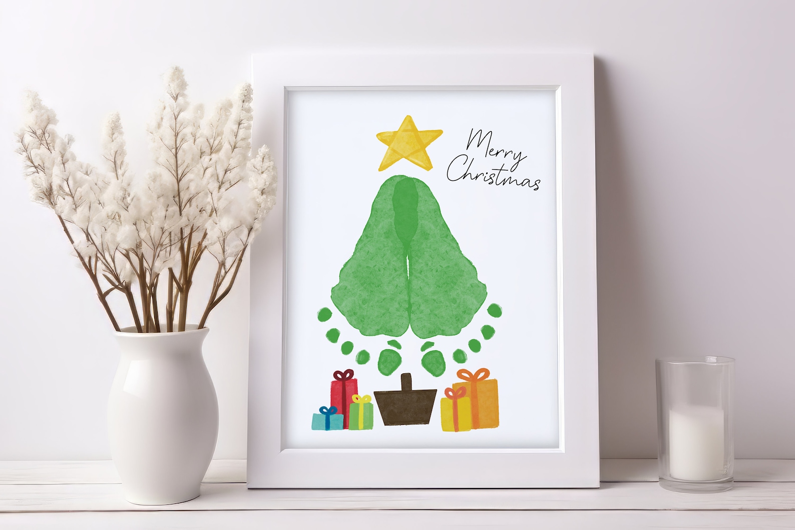 Christmas Tree Footprint Art Printable, Christmas Crafts for Kids, DIY ...
