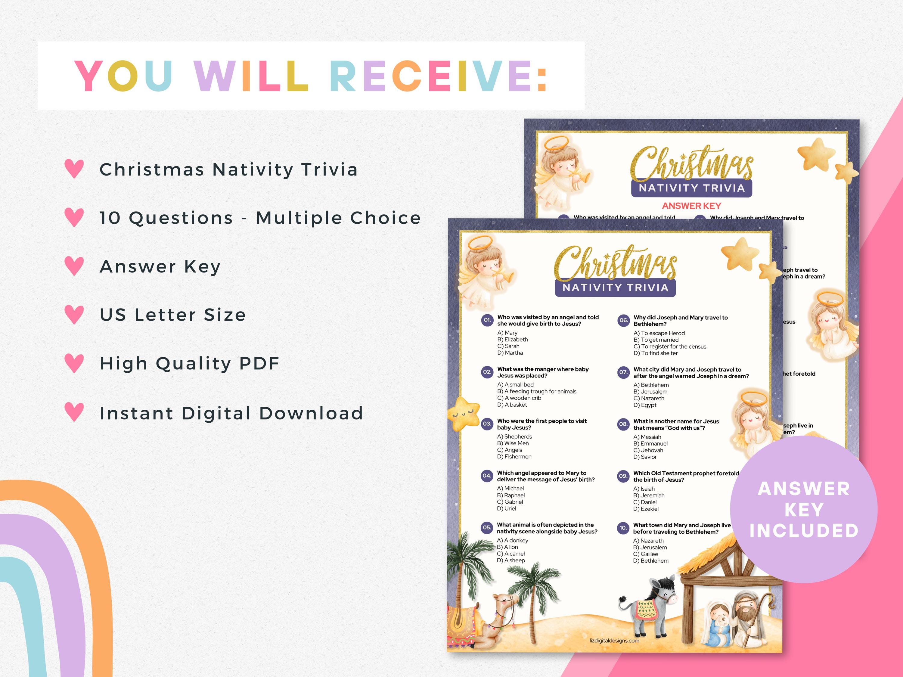 Christmas Bible Trivia Game, Nativity Trivia Questions, Church Party ...