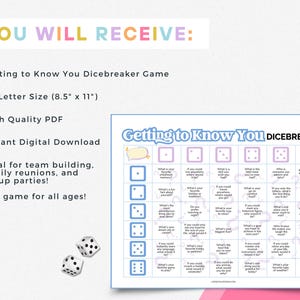 Get to Know You Dice Game, Icebreaker Questions for Adults, Fun ...