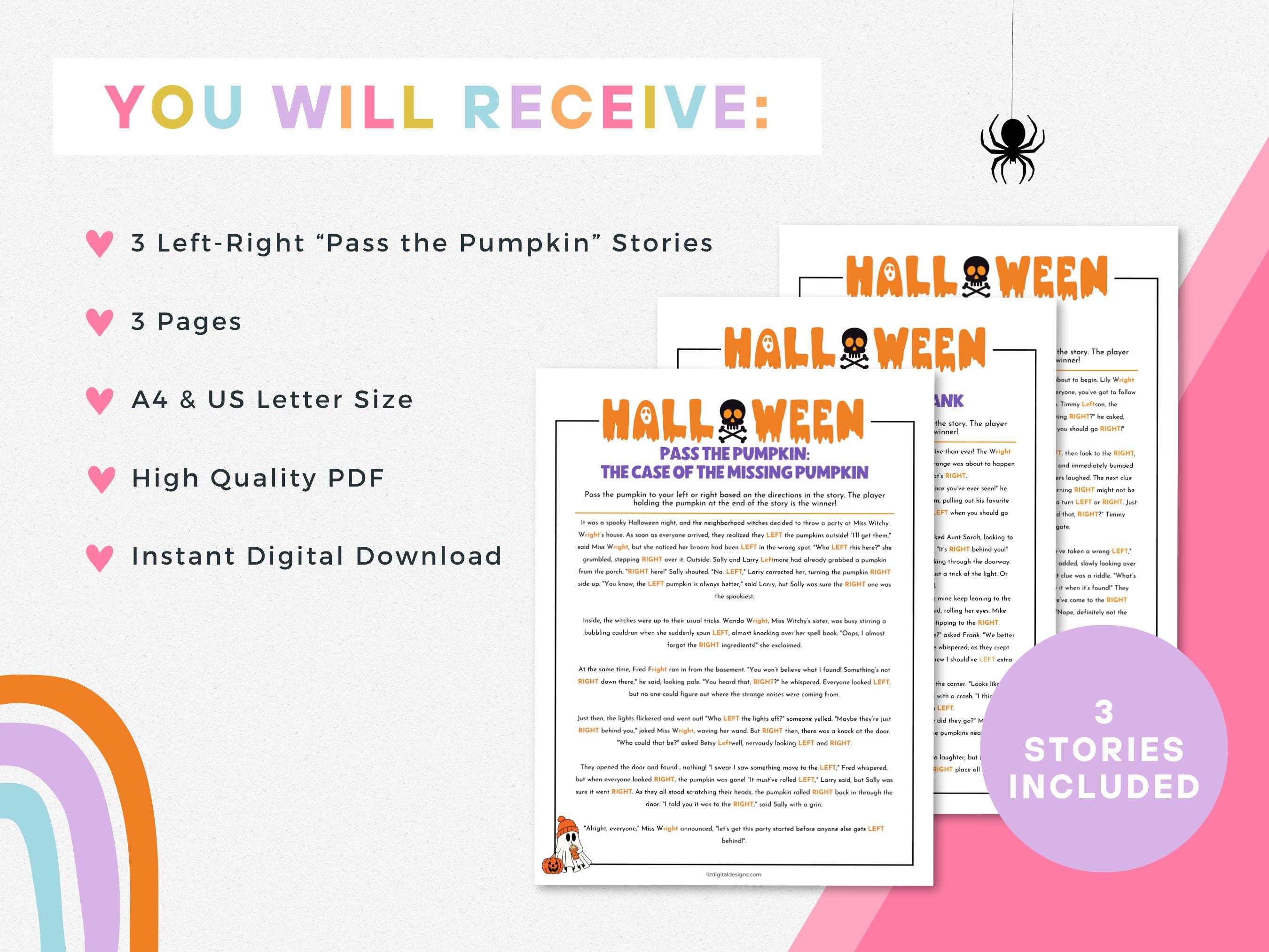 Pass the Pumpkin Game Halloween Printable, Activity Class Party Group ...