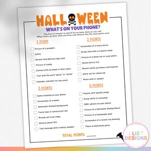 Halloween Whats on Your Phone Game, Printable Group Party Game, Phone ...