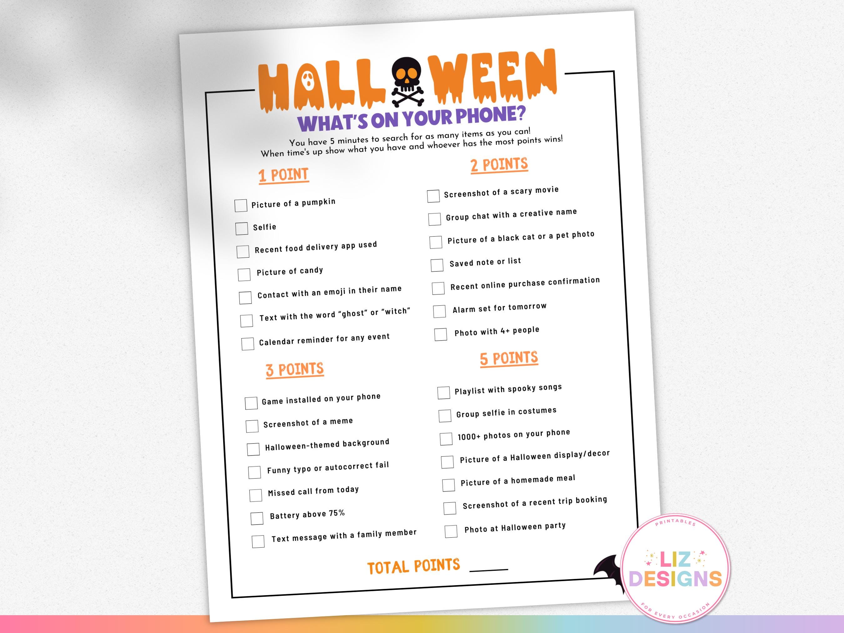 Halloween Whats on Your Phone Game, Printable Group Party Game, Phone ...