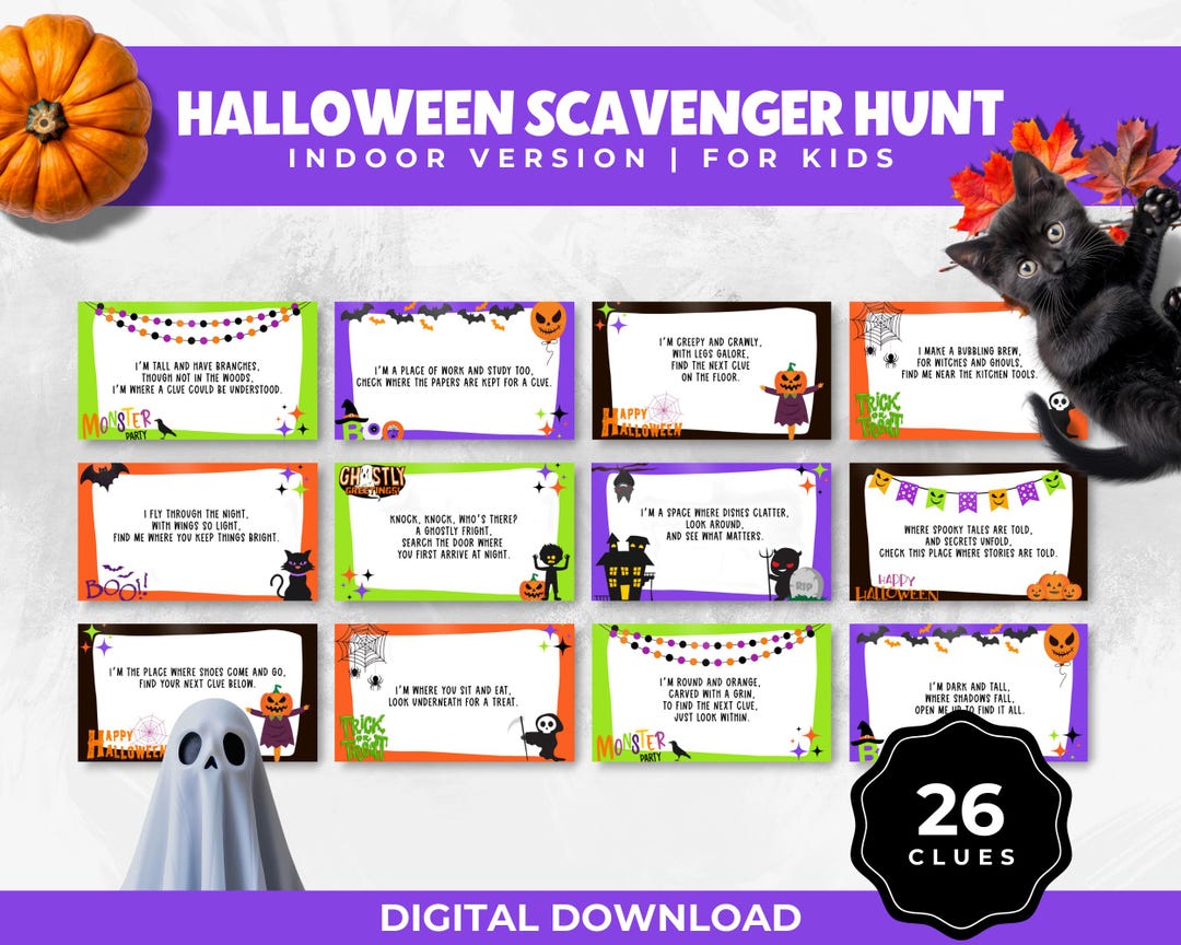 Halloween Indoor Scavenger Hunt Game for Kids and Teens, Fun Printable ...