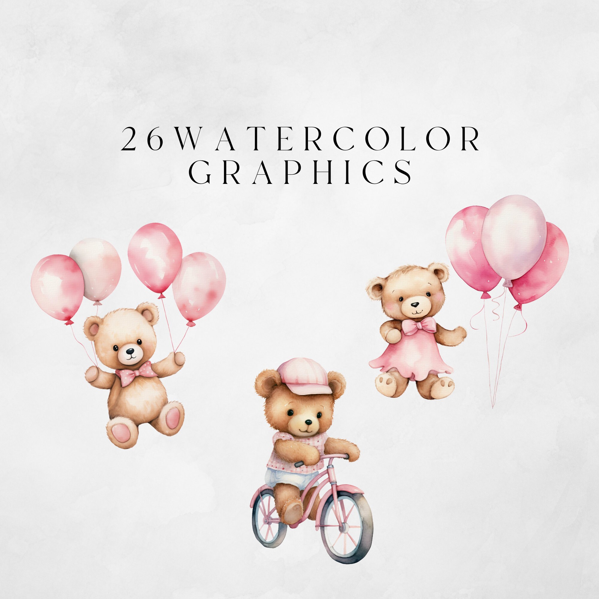 Pink Teddy Bear Clipart Watercolor Teddy Bear Clipart for Girl ...