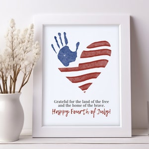 4th of July Handprint Art Craft, Independence Day DIY Craft, Keepsake ...