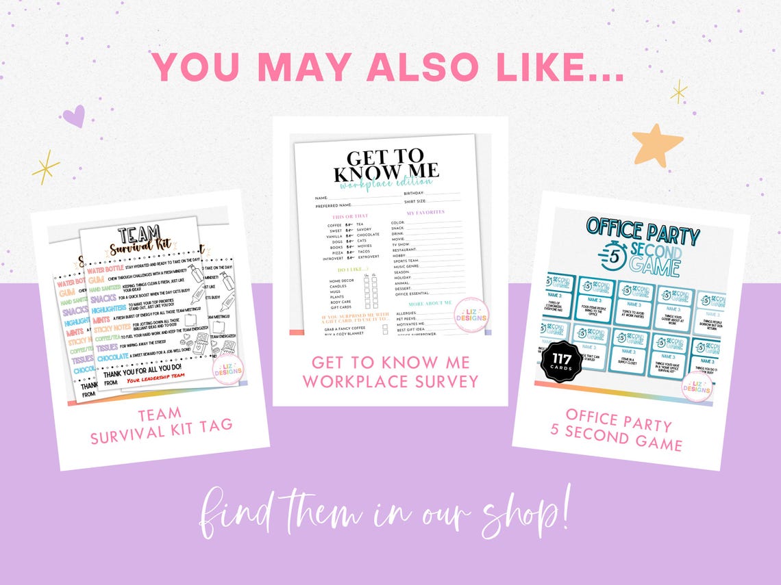 Staff Meeting Games, Office Party Game Bundle, Get to Know Me Staff ...